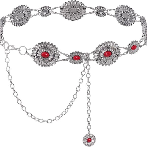 Accessories | Western Metal Oval Concho Chain Belt For Women Cowgirl ...